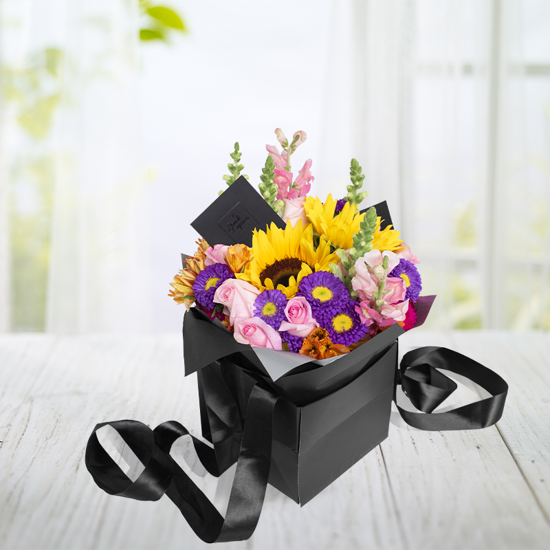 Ramillete de Girasol, Rosa Caricia Rosada y Dragón Amarillo Perrito ...